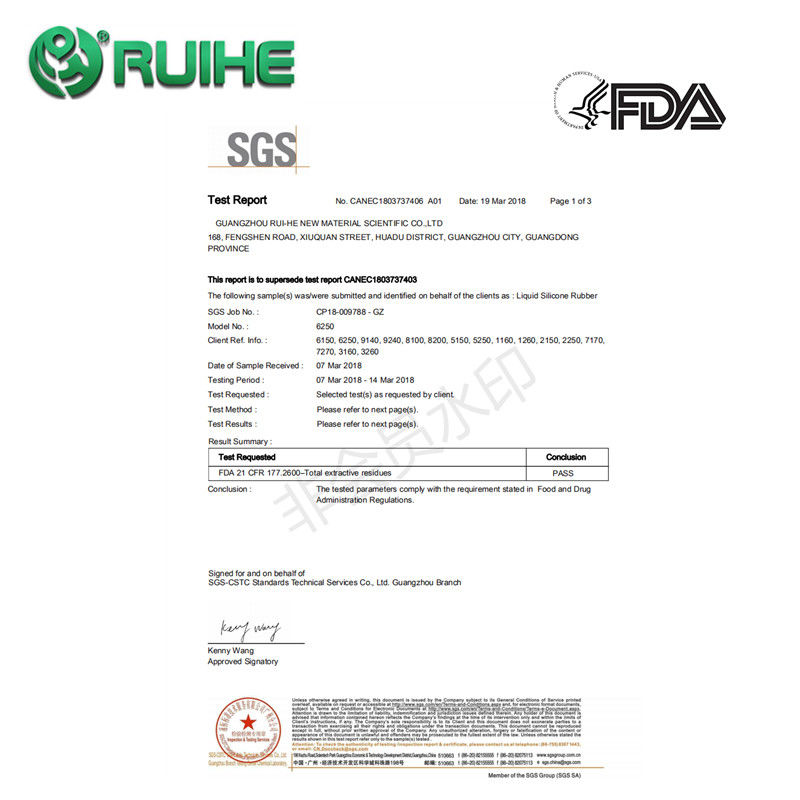 MSDS Hai phần cao su silicon lỏng với Siloxan An toàn chống chịu nhiệt ...